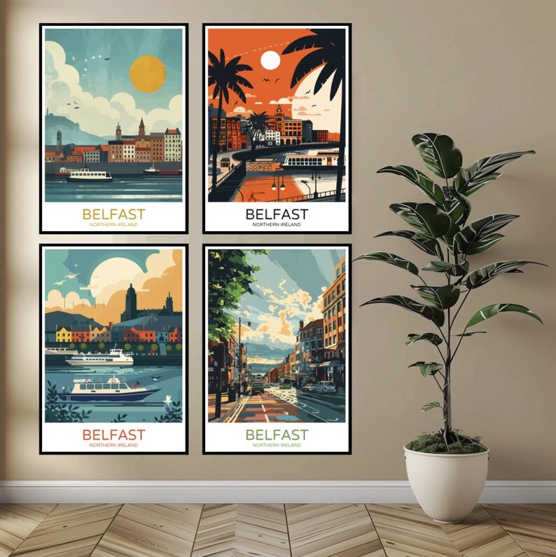 Belfast Ireland Travel Poster: Vintage River Lagan Art Print - Etsy