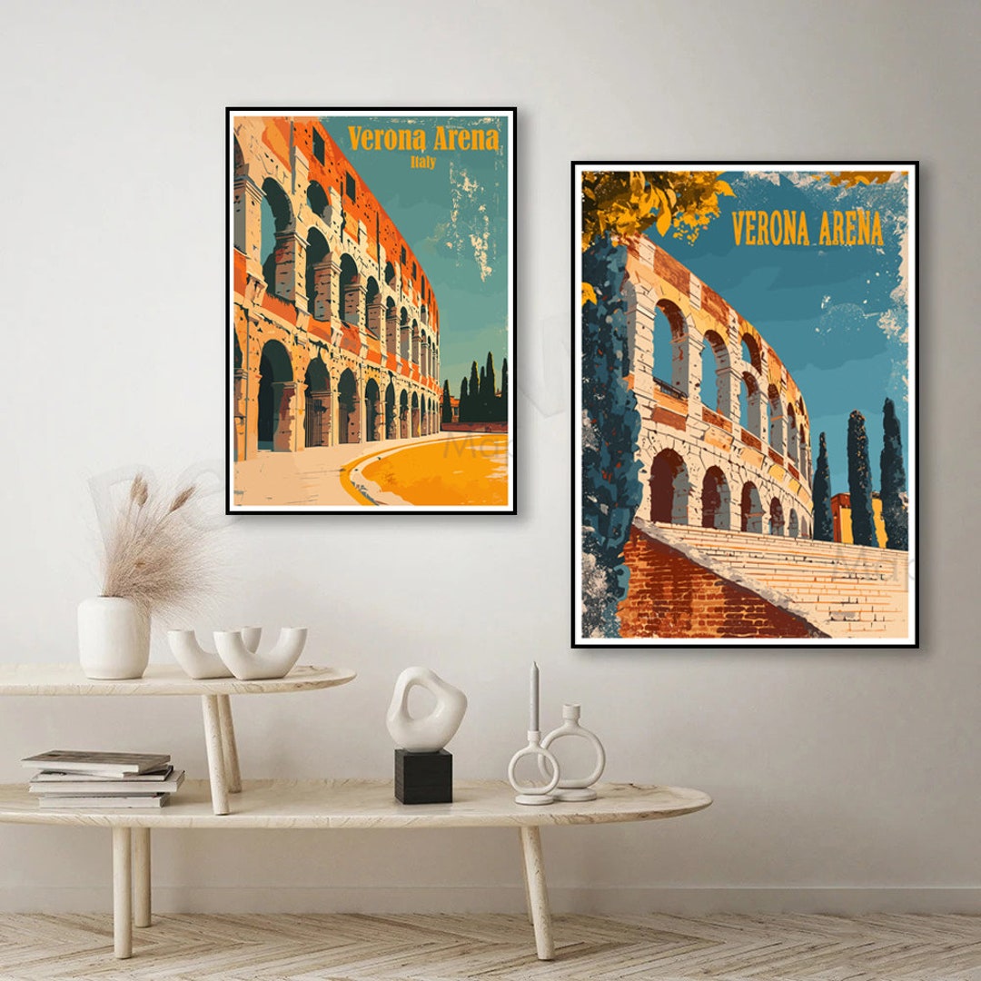 Arena Di Verona Italy Poster Verona Arena Canvas Print Illustration ...