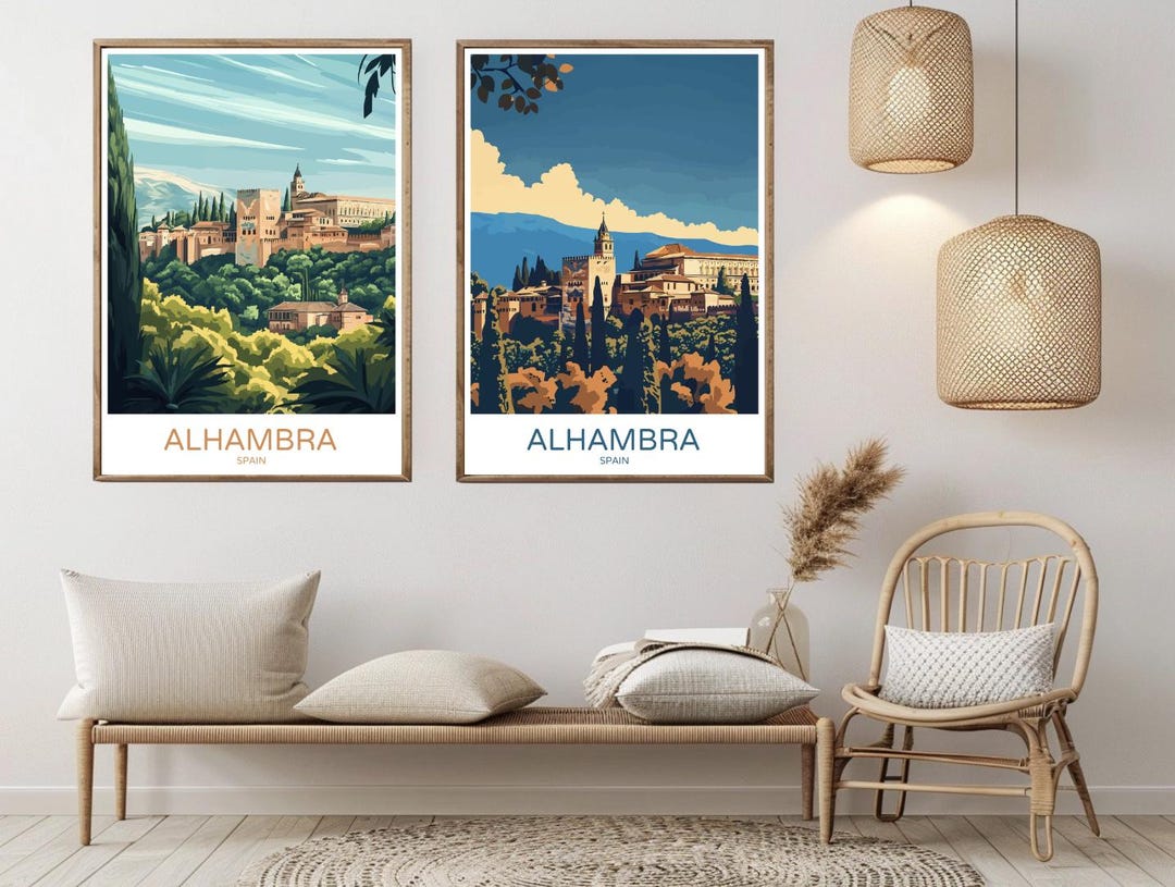 Alhambra Spain Poster Travel Paper Print Andalusia Granada Alhambra ...