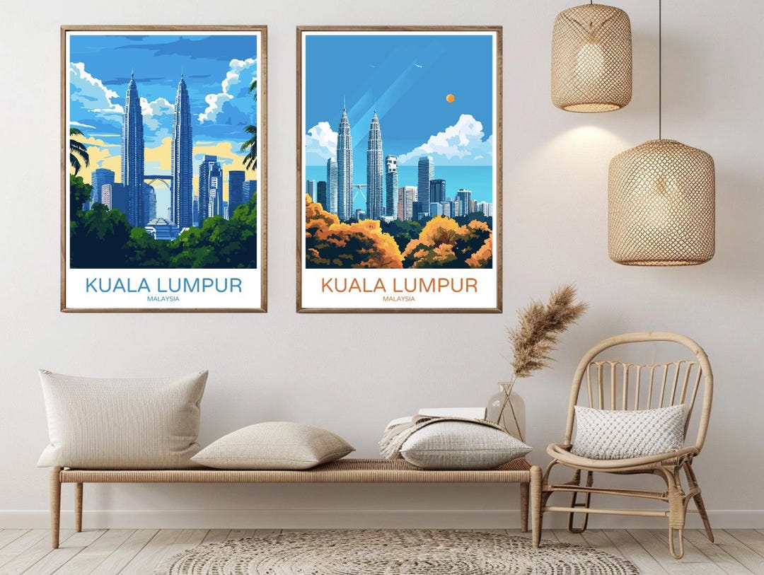 Kuala Lumpur Malaysia Poster Travel Paper Print Kuala Lumpur Skyline ...