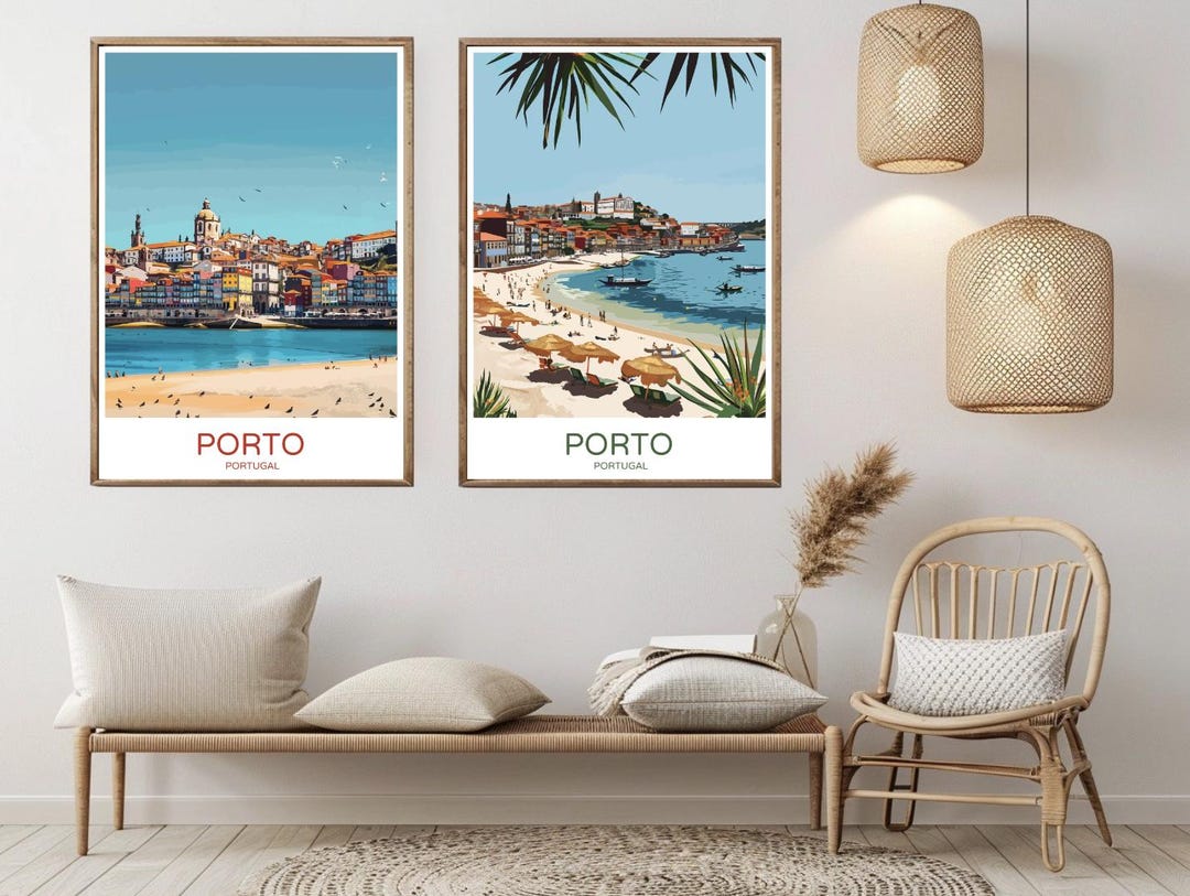 Porto Portugal Poster Travel Paper Print Porto Portugal Ribeira ...
