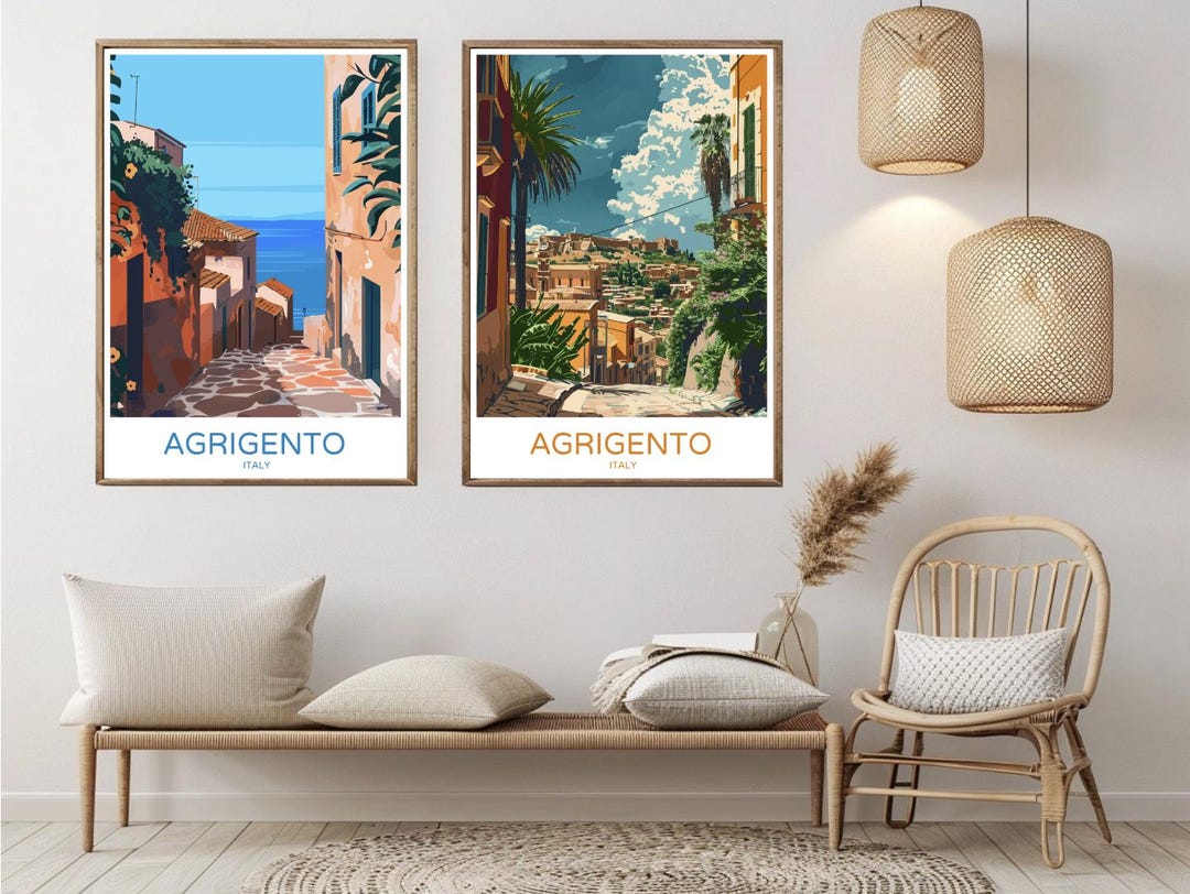 Agrigento Italy Poster Travel Paper Print Sicily Beach Palermo ...