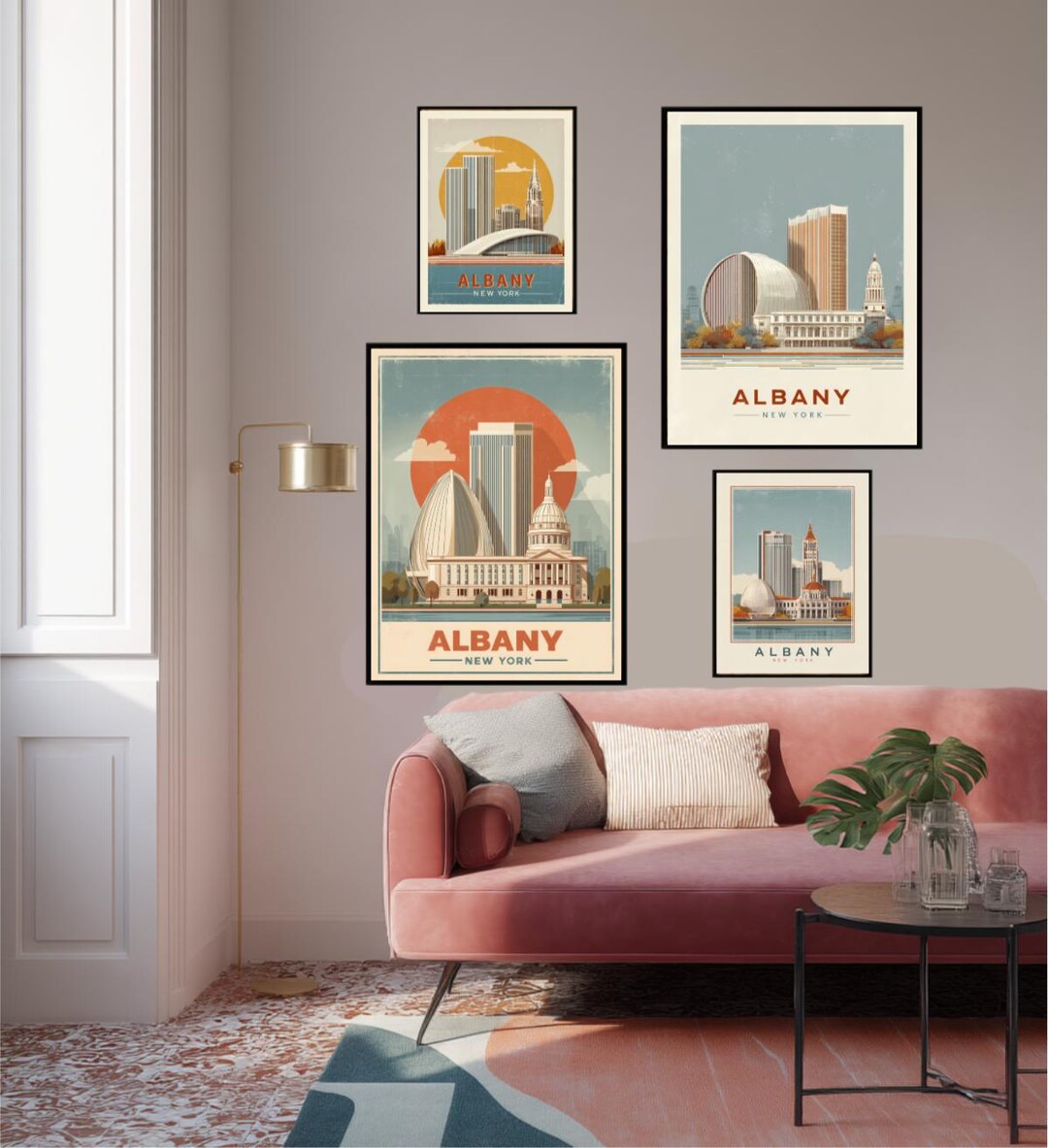 Albany New York Retro Travel Poster, State Capitol Wall Art Print ...