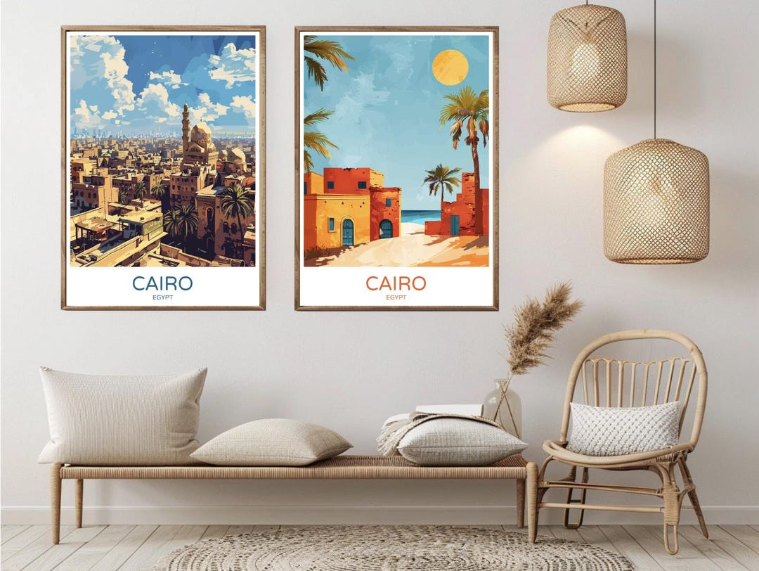 Cairo Egypt Poster Travel Paper Print Cairo Tower Skyline Sunset Canvas ...