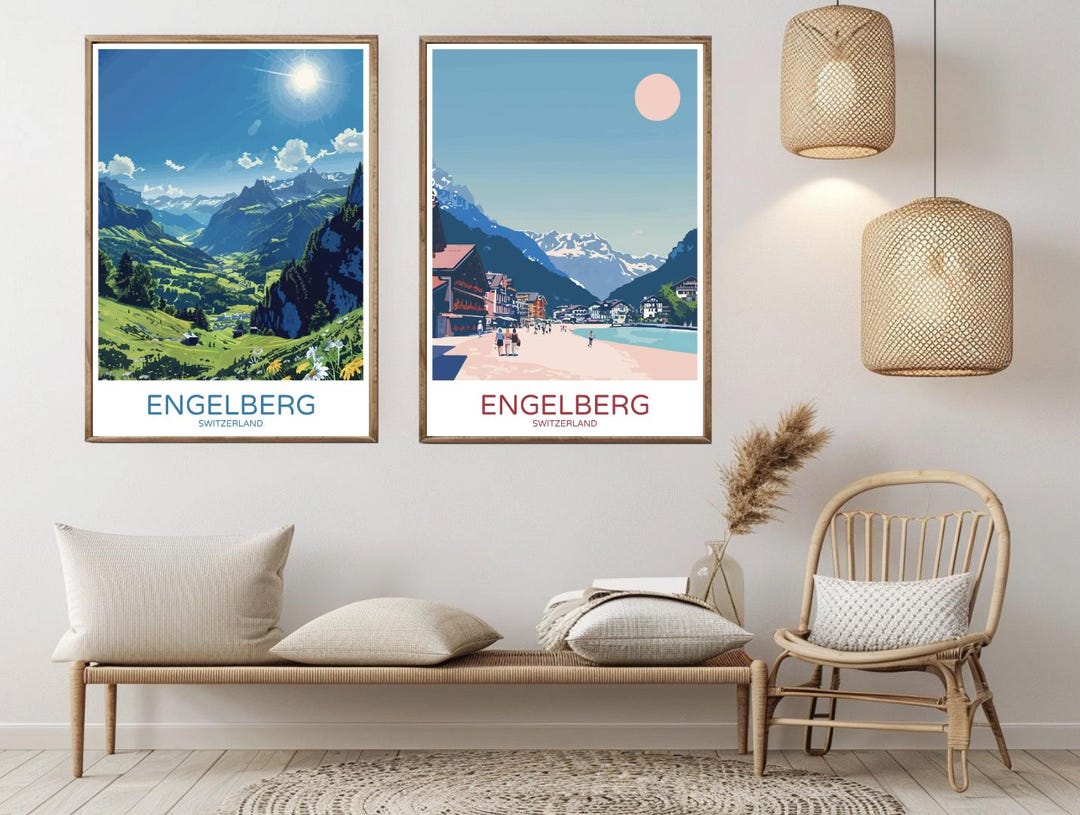 Engelberg Switzerland Poster Travel Paper Print Engelberg Swiss Alps ...