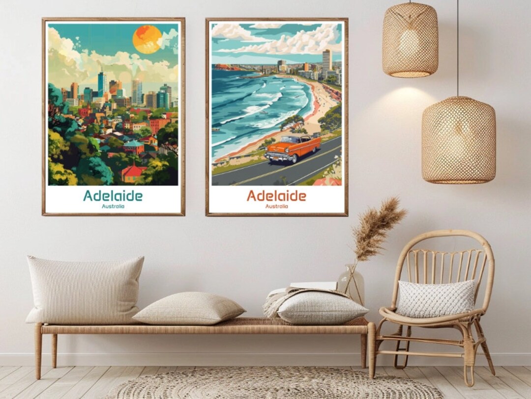 Adelaide Australia Poster Travel Paper Print Adelaide Skyline Canvas ...