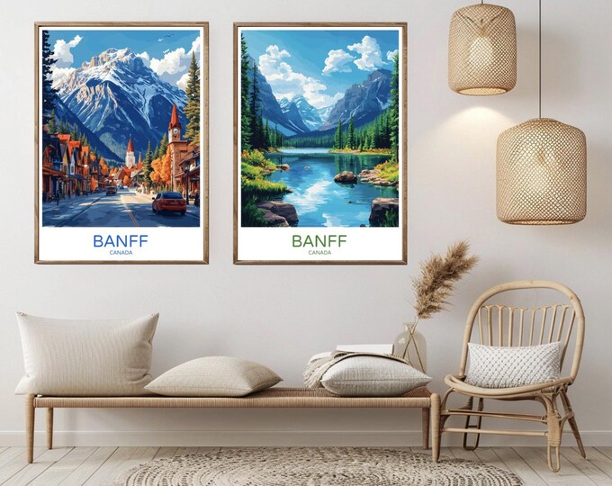 Printable Banff National Park Poster, Lake Moraine Travel Poster, Banff Canada Wall Art, Home ...