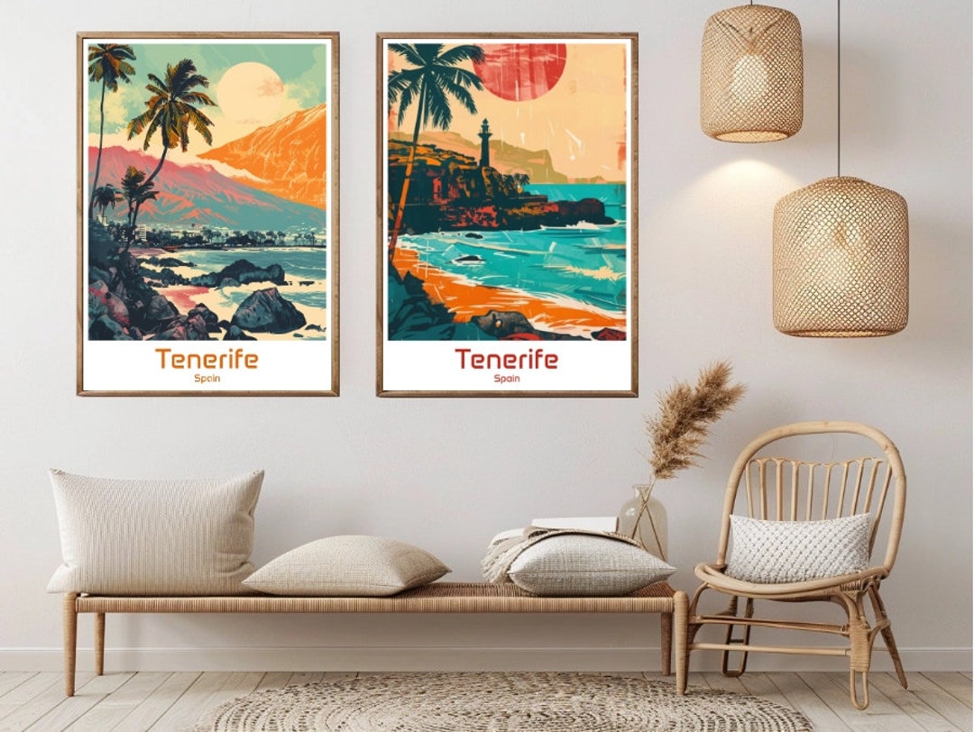 Tenerife Spain Poster Travel Paper Print Beach Tenerife Canary Islands ...