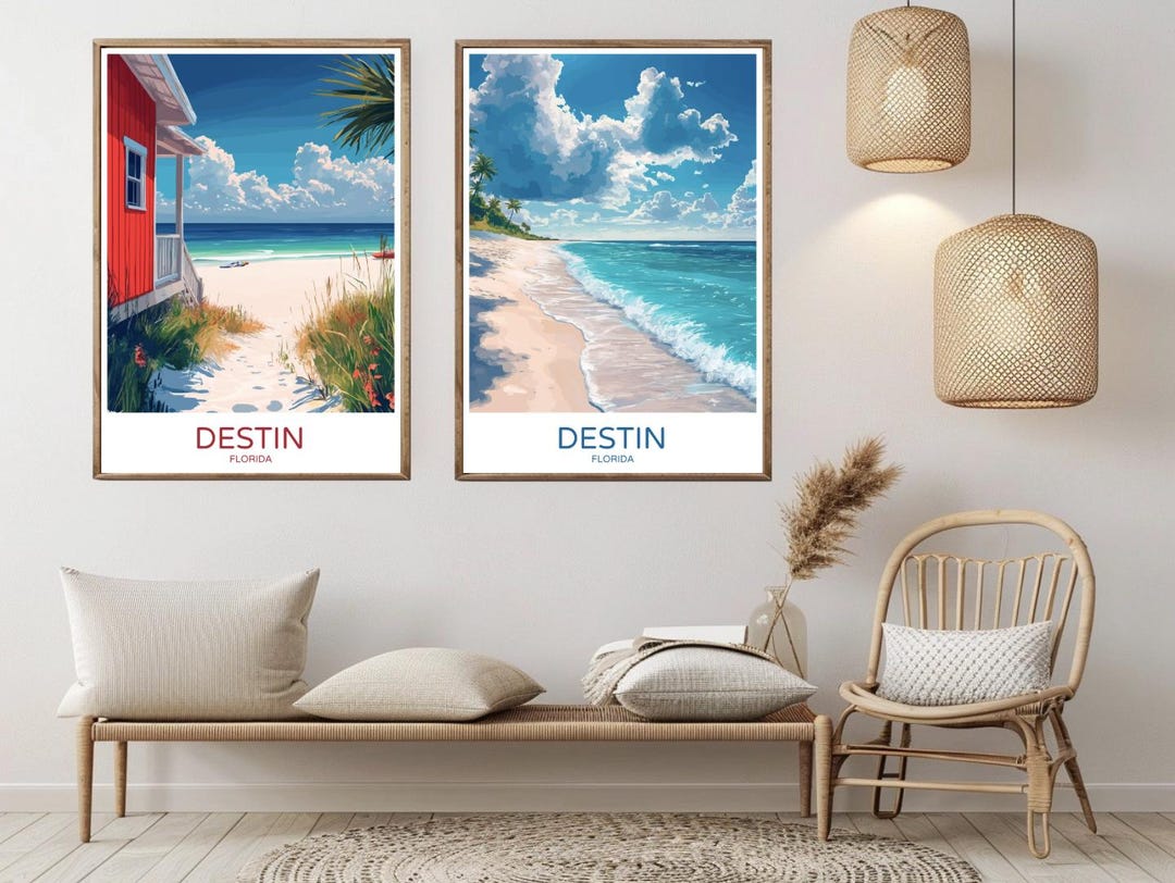 Destin Florida Travel Poster: Emerald Coast Vintage Wall Art - Etsy