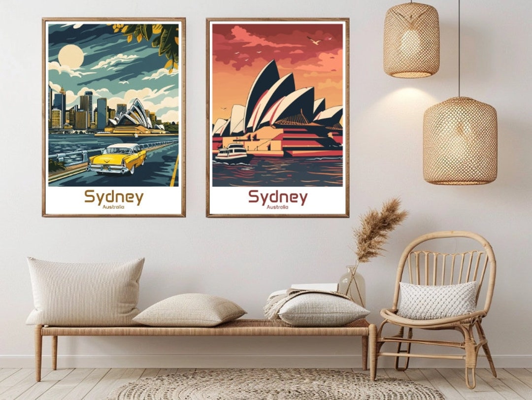 Sydney Australia Poster Travel Print Australia Sydney Canvas Vintage ...