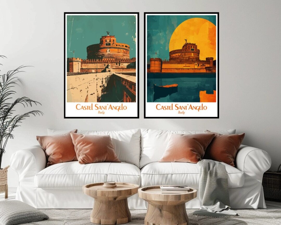 Castel Sant'angelo Italy Travel Poster Mausoleum of Hadrian Canvas ...
