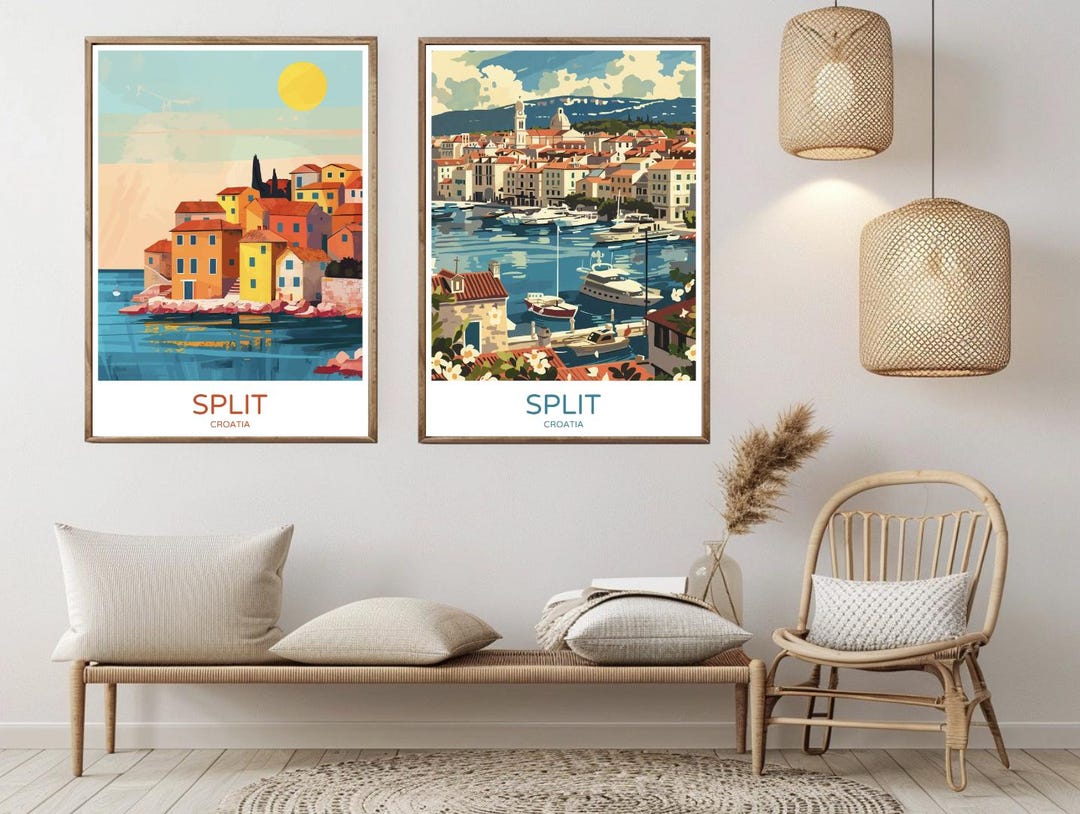 Split Croatia Poster Travel Paper Print Split Dalmatia Diocletian's ...