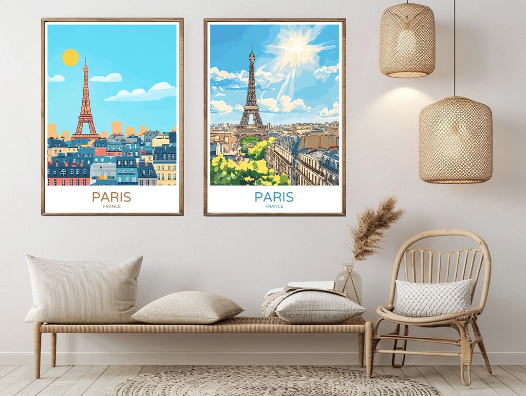 Eiffel Tower Paris France Poster Travel Paper Print Eiffel Tower ...