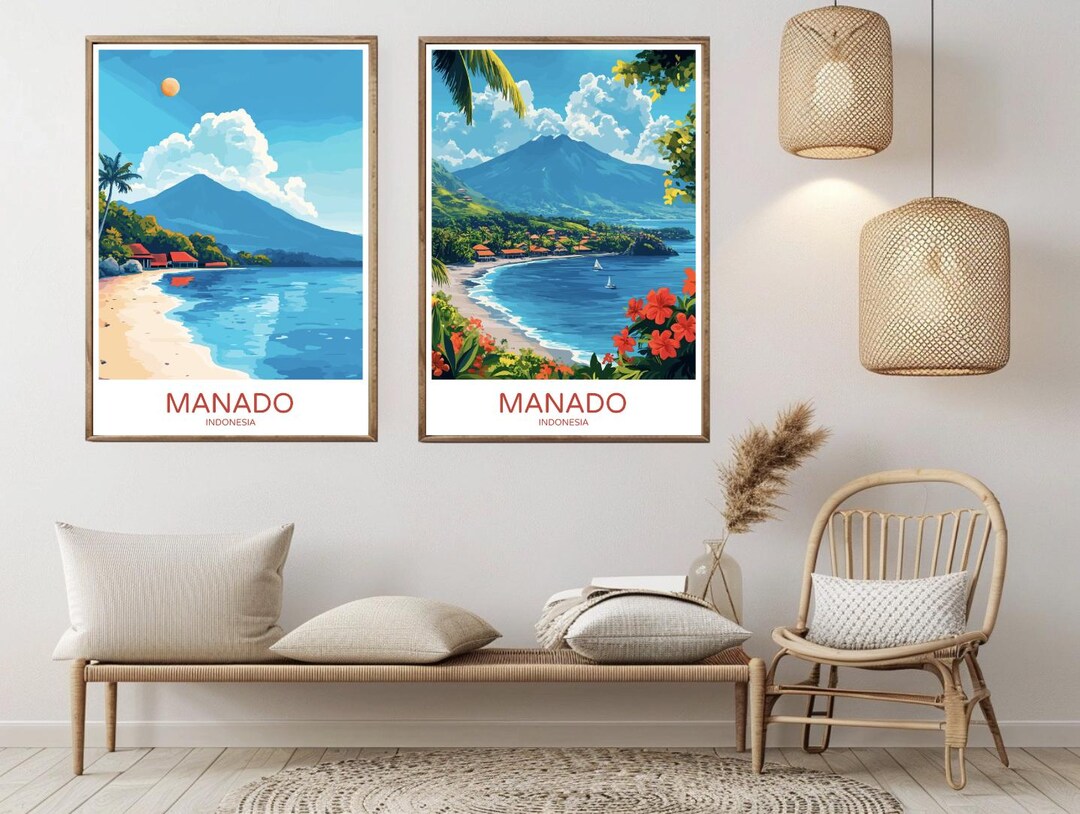 Manado Indonesia Poster Digital Print Manado North Sulawesi Canvas ...