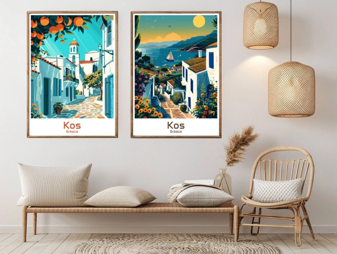 Kos Greece Poster Travel Paper Print Greece Kos Island Rhodes Aegean ...