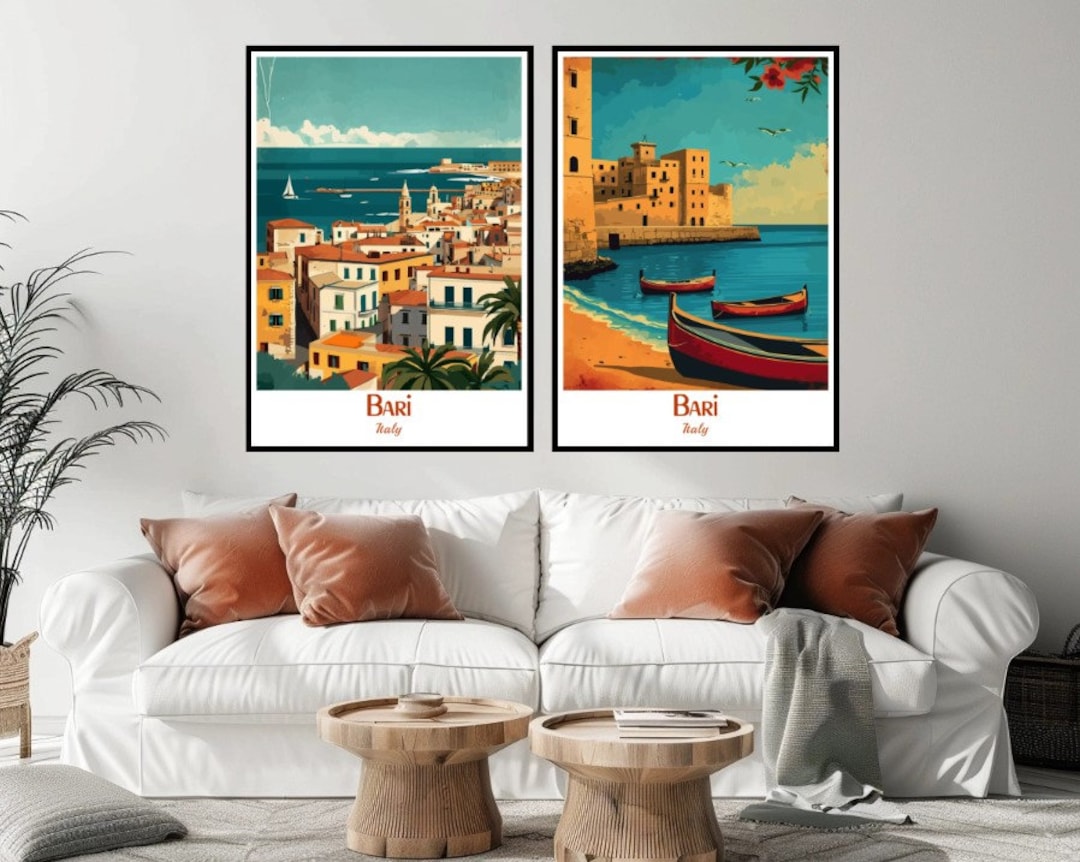 Bari Italy Travel Poster Bari Canvas Print Vintage Travel Poster Wall ...