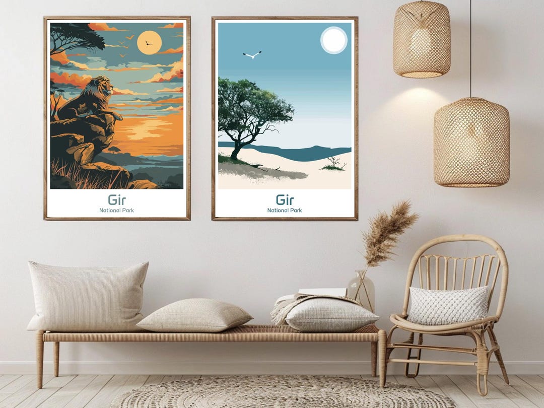 Gir National Park India Poster Travel Paper Print India Gujarat Gir ...