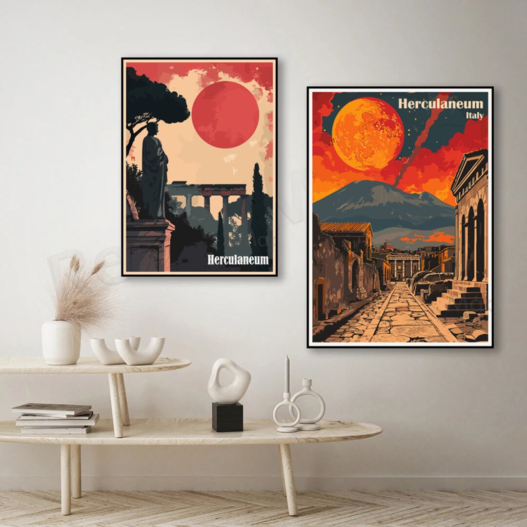 Herculaneum Italy Poster Neapol Herculaneum Canvas Print Illustration ...