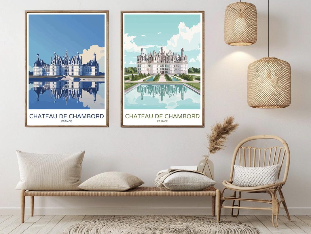 Chateau De Chambord France Poster Travel Paper Print Castle Chambord ...