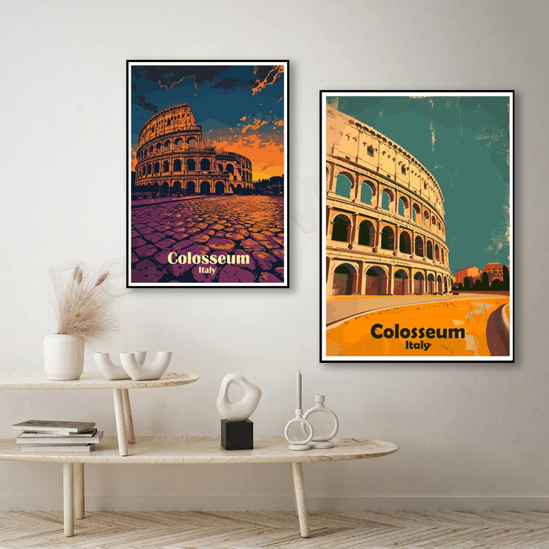 Colosseum Rome Italy Poster Colosseum Rome Canvas Print Illustration ...