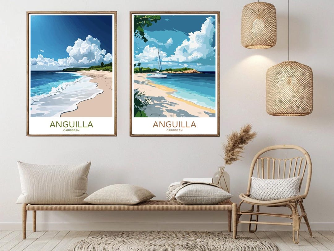 Anguilla Caribbean Poster Travel Paper Print Anguilla British Territory ...