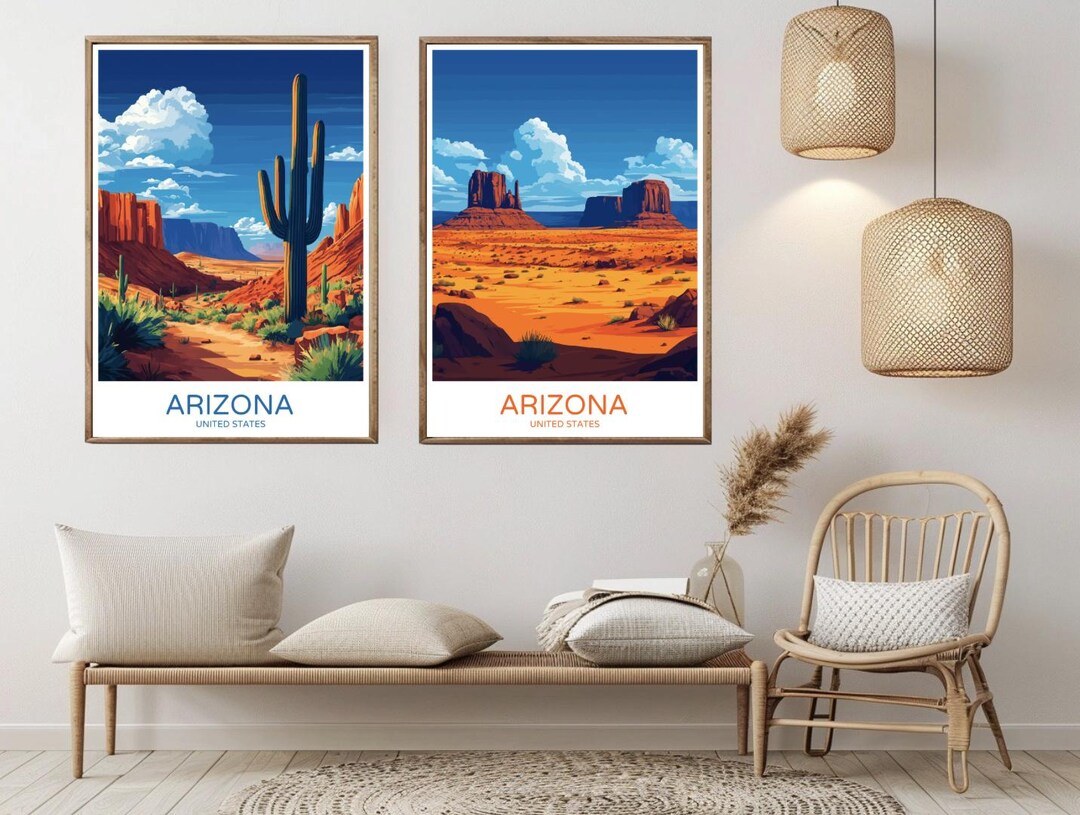 Arizona Poster Travel Paper Print Phoenix Maricopa Arizona Landscape ...