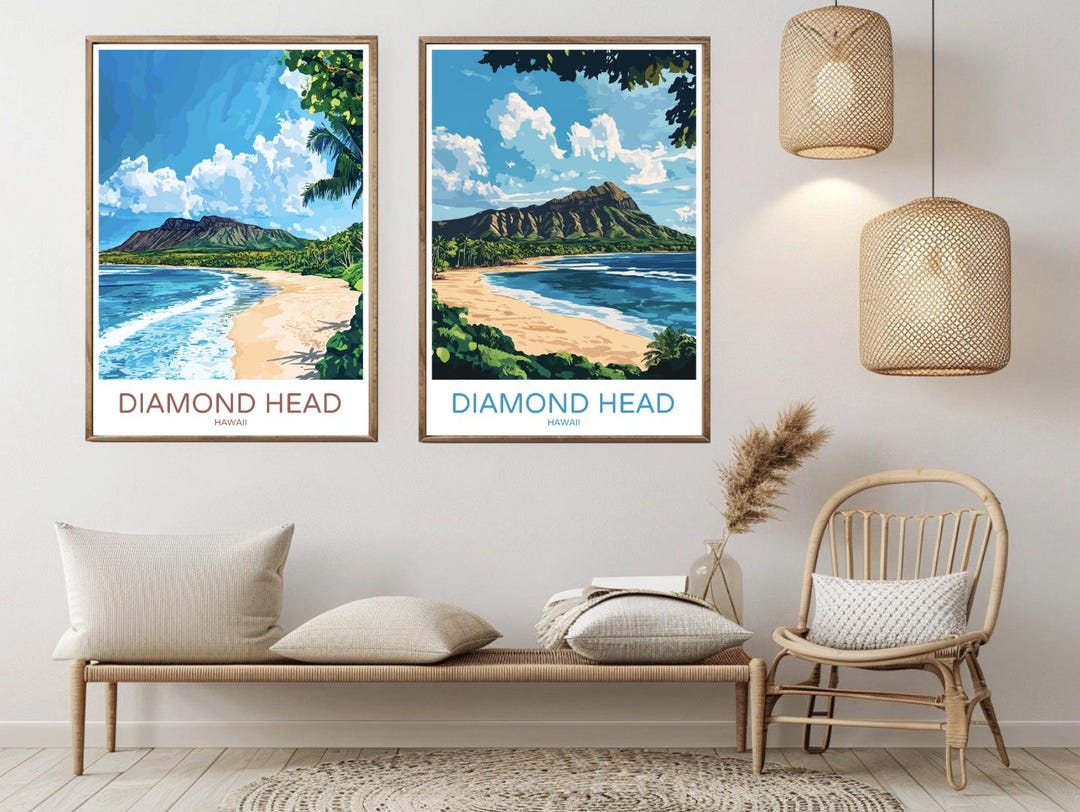 Diamond Head Hawaii Poster Digital Print Diamond Head Oʻahu Hawaii ...
