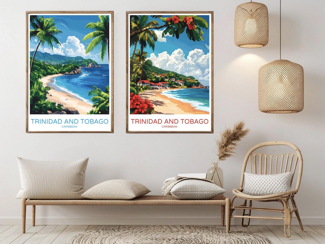 Trinidad and Tobago Caribbean Poster Print Caribbean Sea Canvas Vintage ...