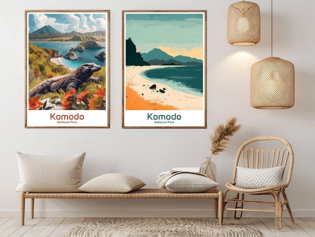 Komodo National Park Poster Travel Paper Print Komodo Park Sunda ...