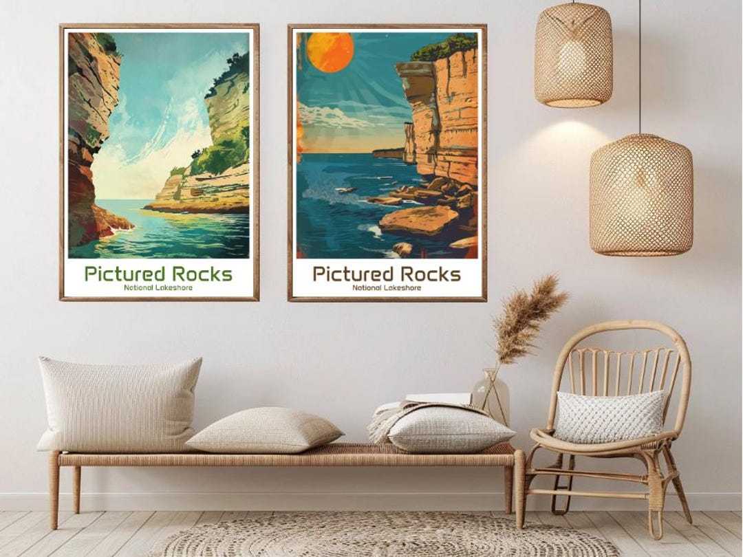 Pictured Rocks National Lakeshore Poster Travel Paper Print Pictured ...