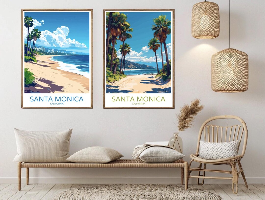 Santa Monica California Poster Digital Print Santa Monica Bay Los ...