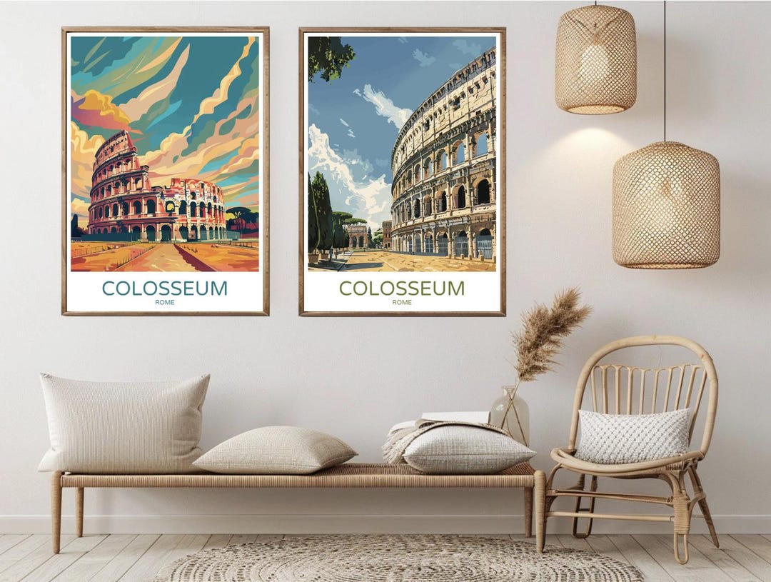 Rome Colosseum Italy Poster Travel Paper Print Colosseum Roman Forum ...