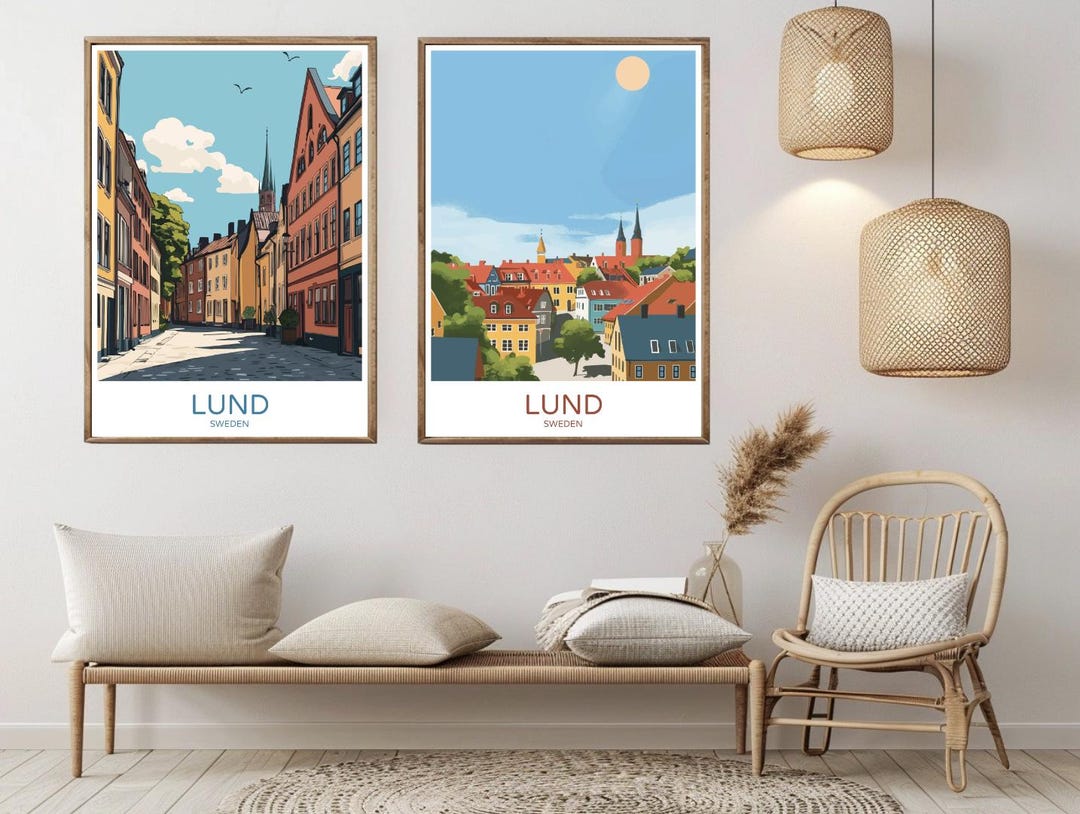 Lund Sweden Poster Travel Paper Print Lund Scania Copenhagen Canvas ...