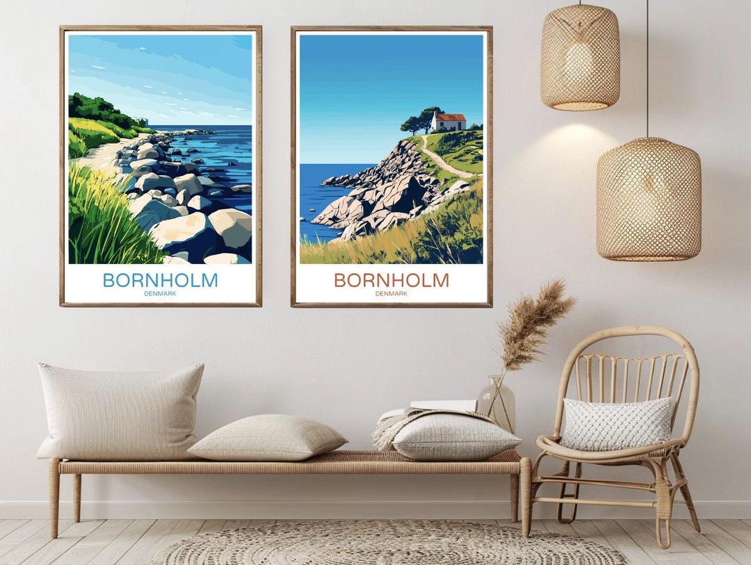Bornholm Denmark Poster Travel Paper Print Bornholm Danish Island ...