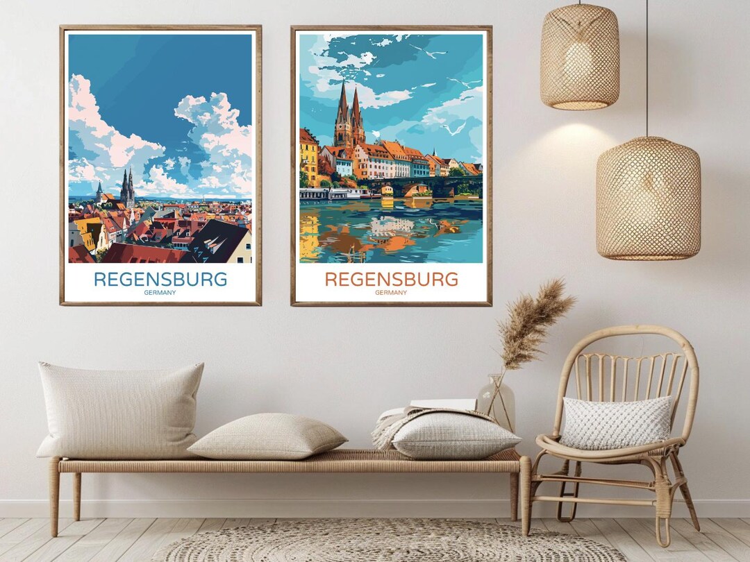 Regensburg Germany Travel Poster Paper Print Regensburg City Bavaria ...