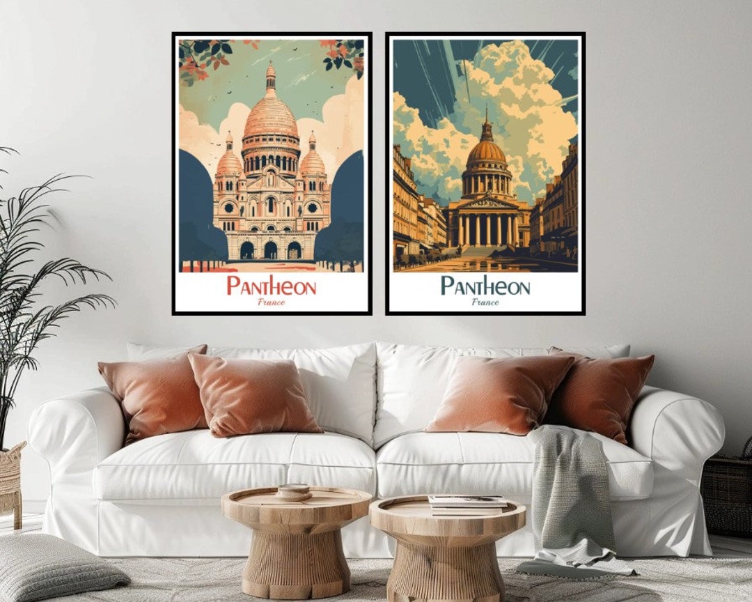 Panthéon Paris Travel Poster Mausoleum Panthéon Canvas Print Vintage ...