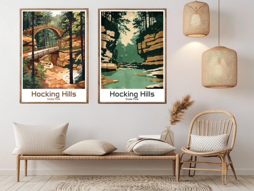 Hocking Hills State Park Vintage Travel Poster: Ash Cave Print - Etsy