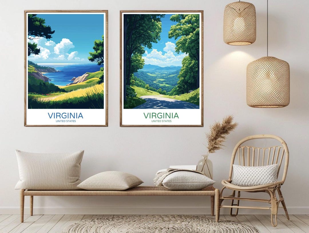 Virginia Poster Digital Wall Decor Print Richmond Virginia Beach United ...