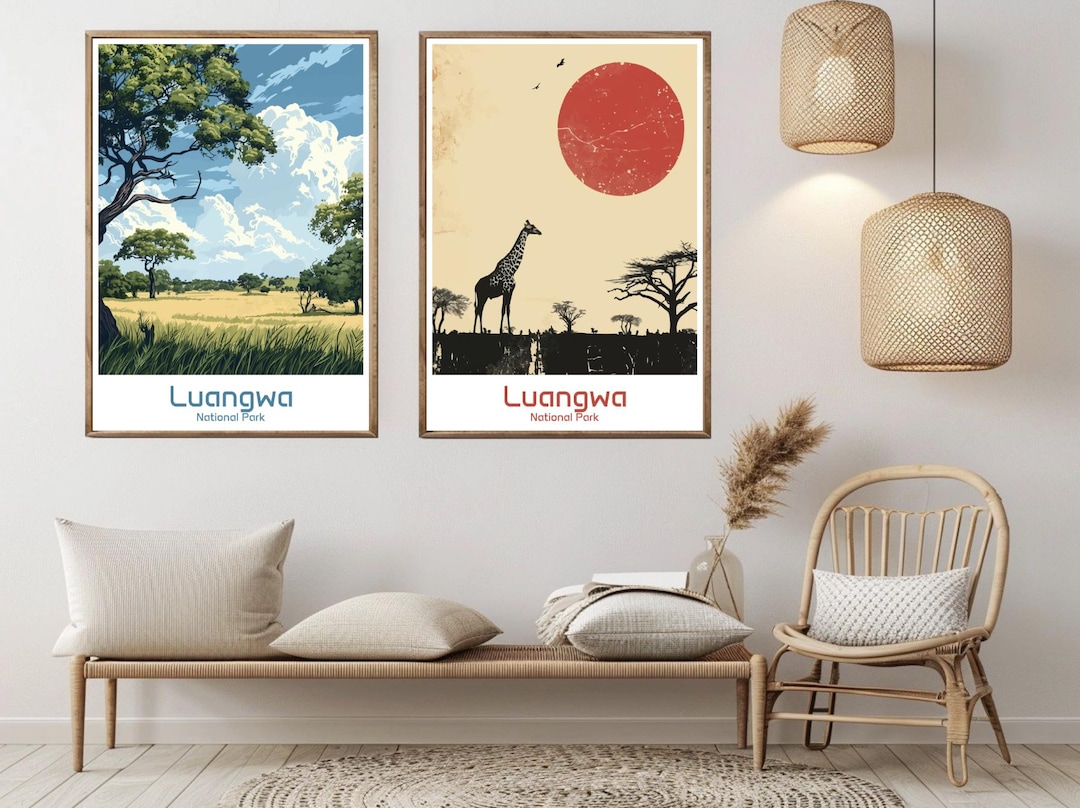 Luangwa National Park Zambia Poster Travel Paper Print Luangwa Park ...