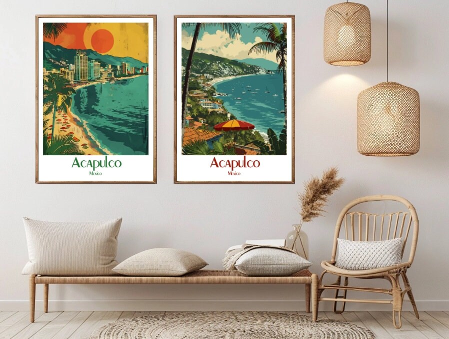 Acapulco Mexico Poster Travel Print Mexico Acapulco Beach Canvas ...