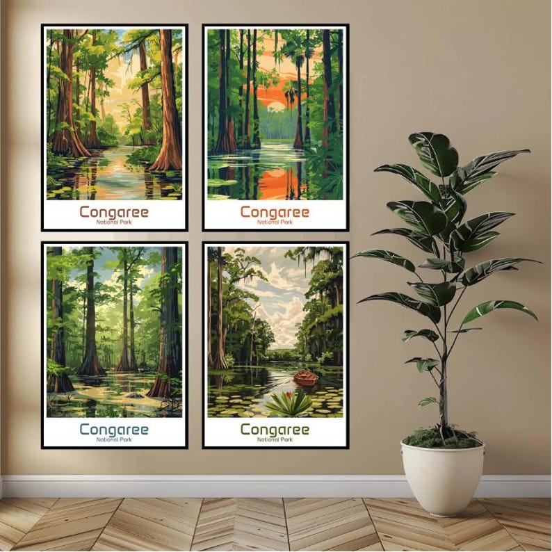 Congaree National Park Poster Travel Paper Print Congaree Park South ...