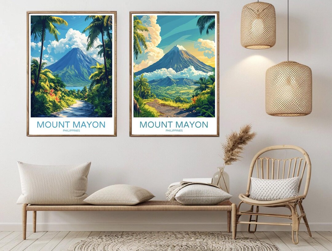 Mount Mayon Philippines Poster Digital Print Mayon Volcano Albay Bicol ...