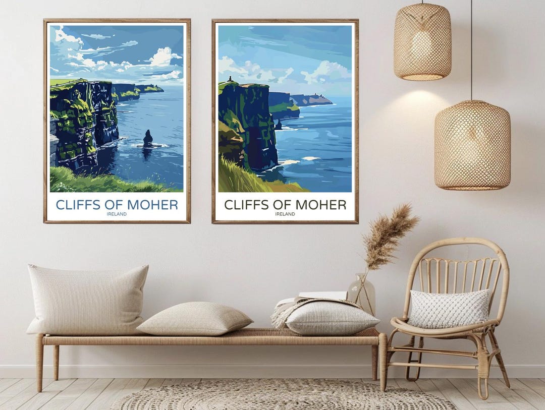 Ireland Cliffs of Moher Poster Travel Paper Print Cliffs of Moher ...