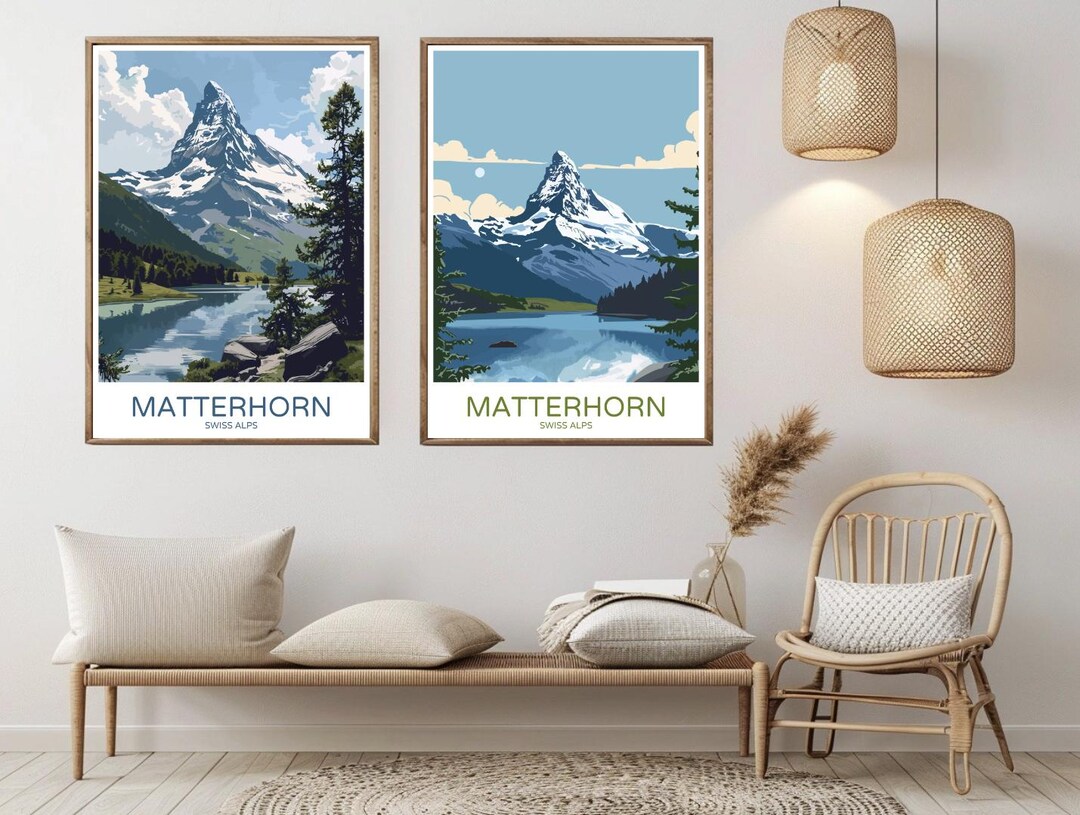 Swiss Alps Matterhorn Poster Travel Paper Print Swiss Alps Matterhorn ...