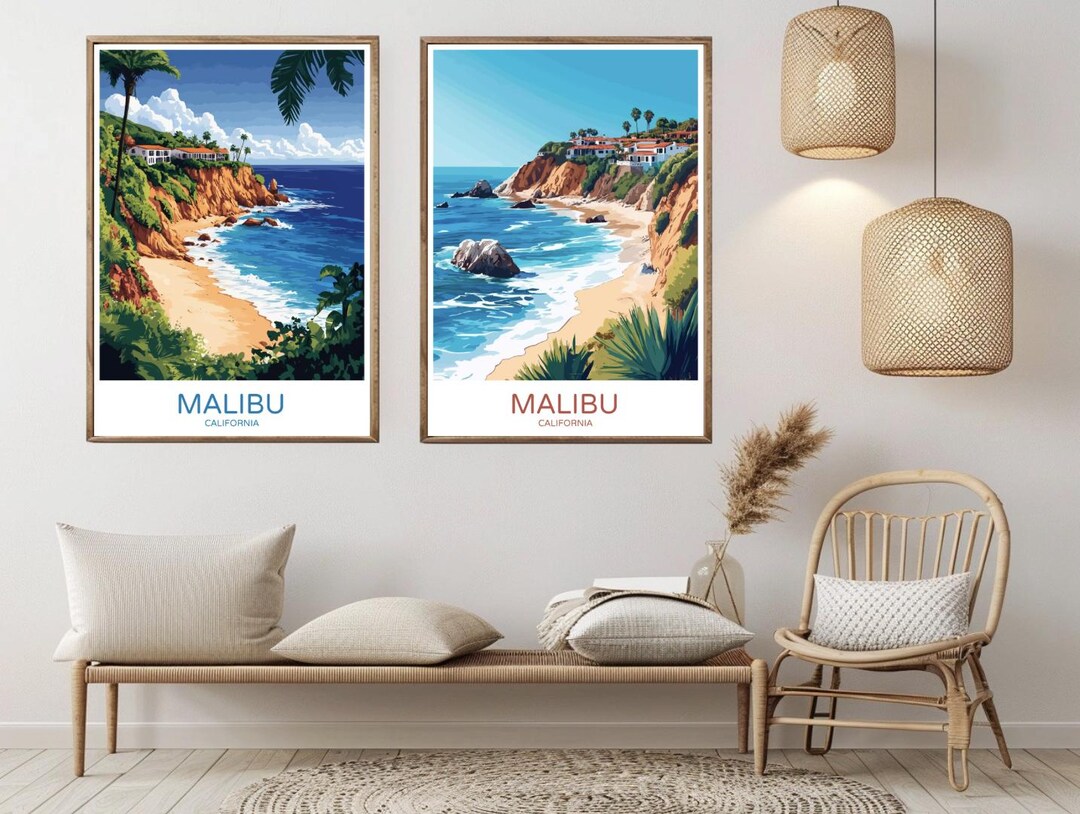 Malibu California Poster Digital Print Malibu Beach Santa Monica Los ...
