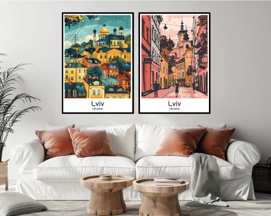 Lviv Ukraine Poster Travel Paper Print Ukraine Lviv Canvas Vintage ...