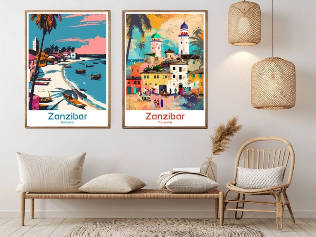 Zanzibar Tanzania Poster Travel Print Tanzania Zanzibar Canvas Vintage ...