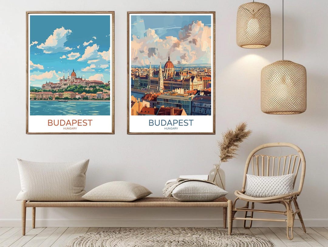 Budapest Skyline Hungary Poster Travel Paper Print Buda Castle Hill ...