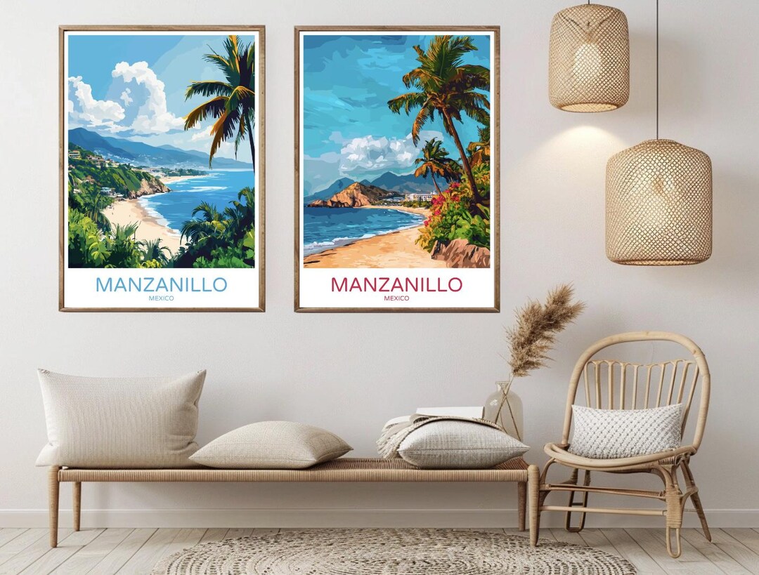 Manzanillo Mexico Poster Travel Paper Print Manzanillo Colima Pacific ...