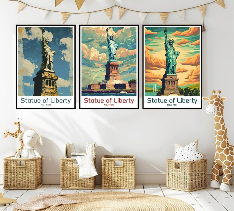 Statue of Liberty Poster: Vintage New York Travel Art Print - Etsy